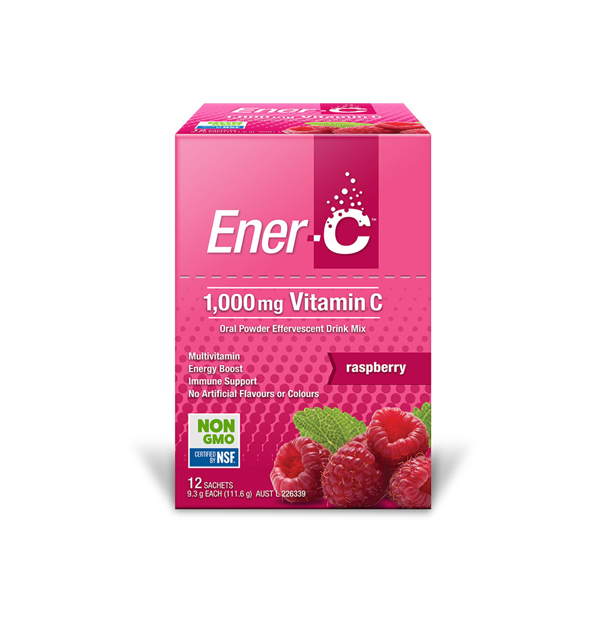 Ener-C 1000mg Vitamin C Drink Mix Raspberry Sachet 9.3g x 12 Pack