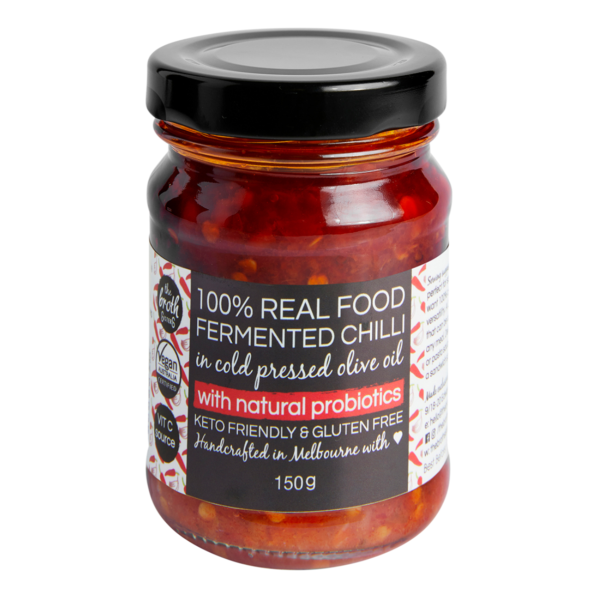 THE BROTH SISTERS Fermented Chilli Cold Pressed Olive Oil + Probiotics 150g